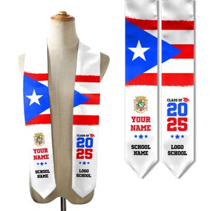 Custom Puerto Rico Graduation Sash, Personalized Latina Graduation ...