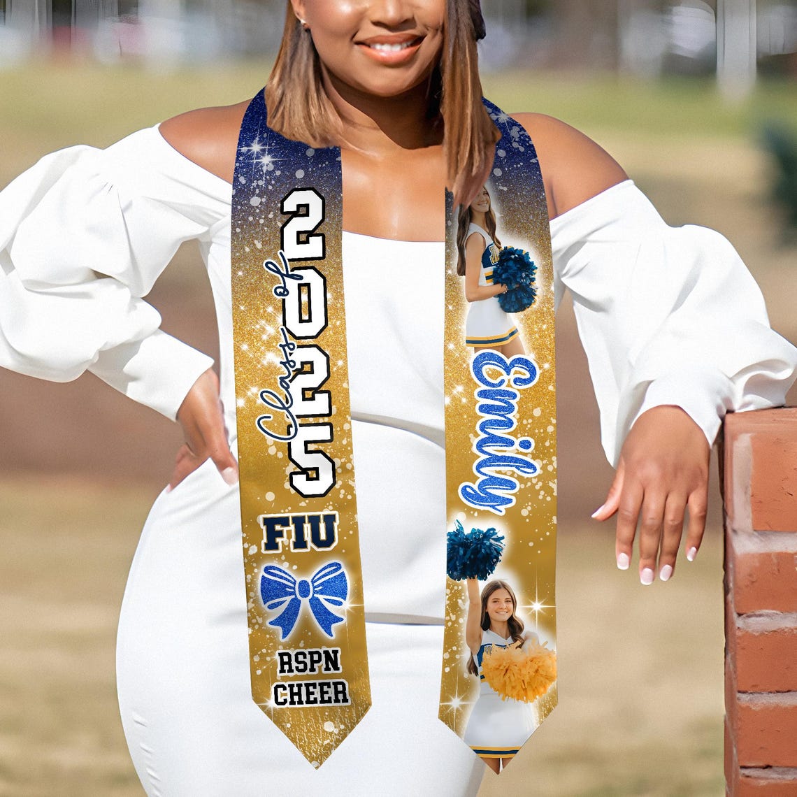 Custom Cheerleader Graduation Stole, Personalized Photos Graduation ...