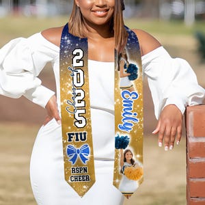 Custom Cheerleader Graduation Stole, Personalized Photos Graduation ...