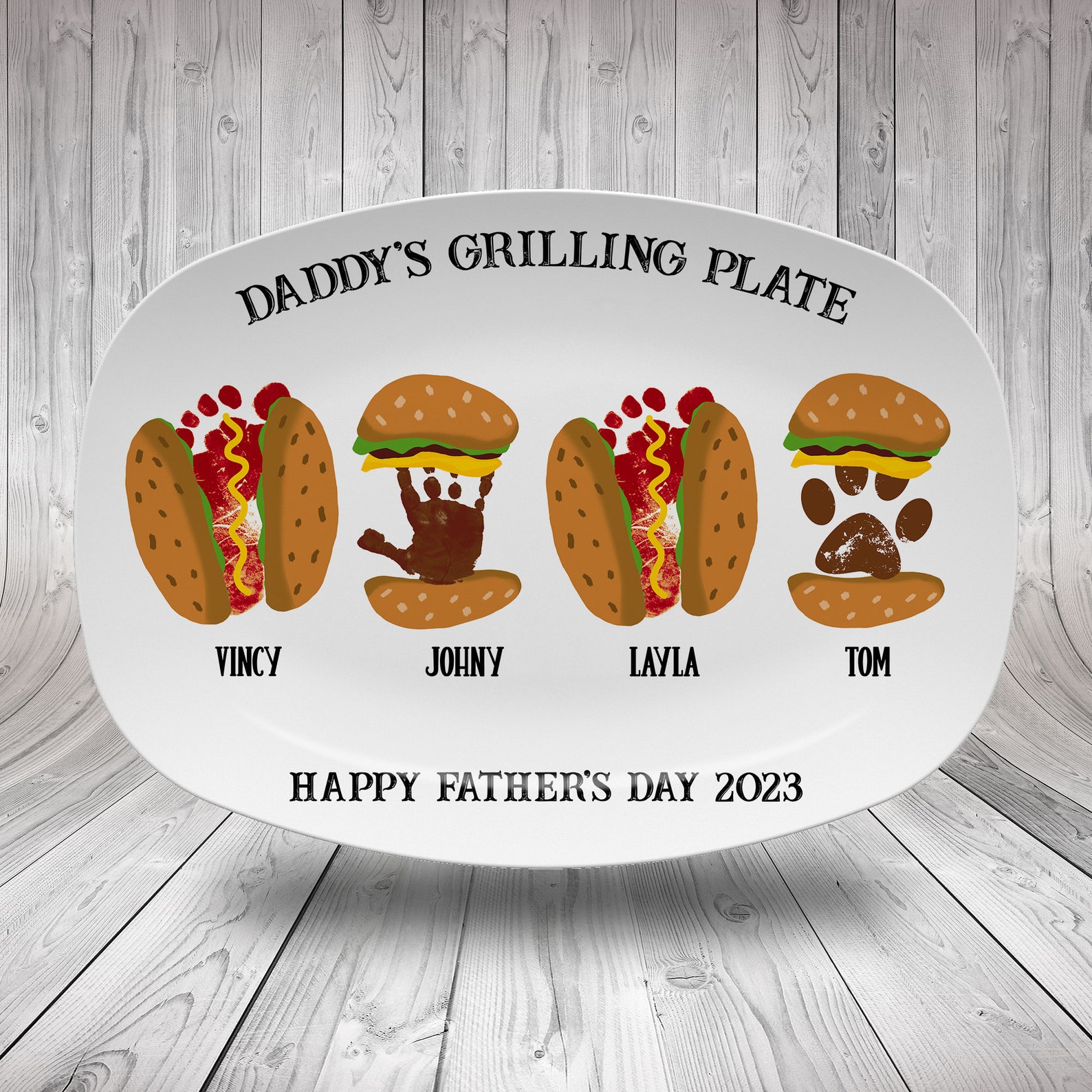 Handprint Grilling Plate for Dad, Custom Father's Day Gift, BBQ Gift ...
