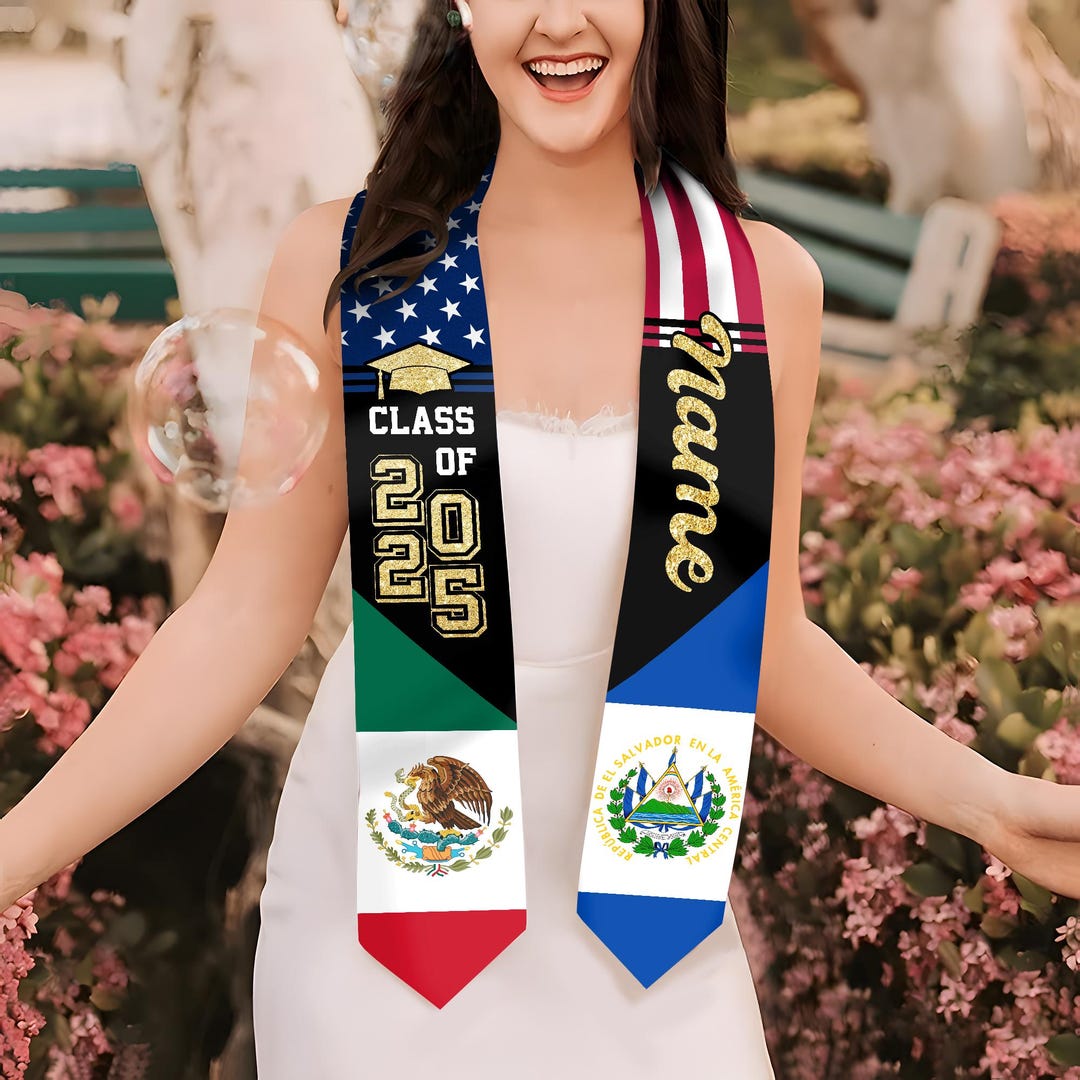 Personalized Mexican Graduation Stole, Custom El Salvador Graduation ...