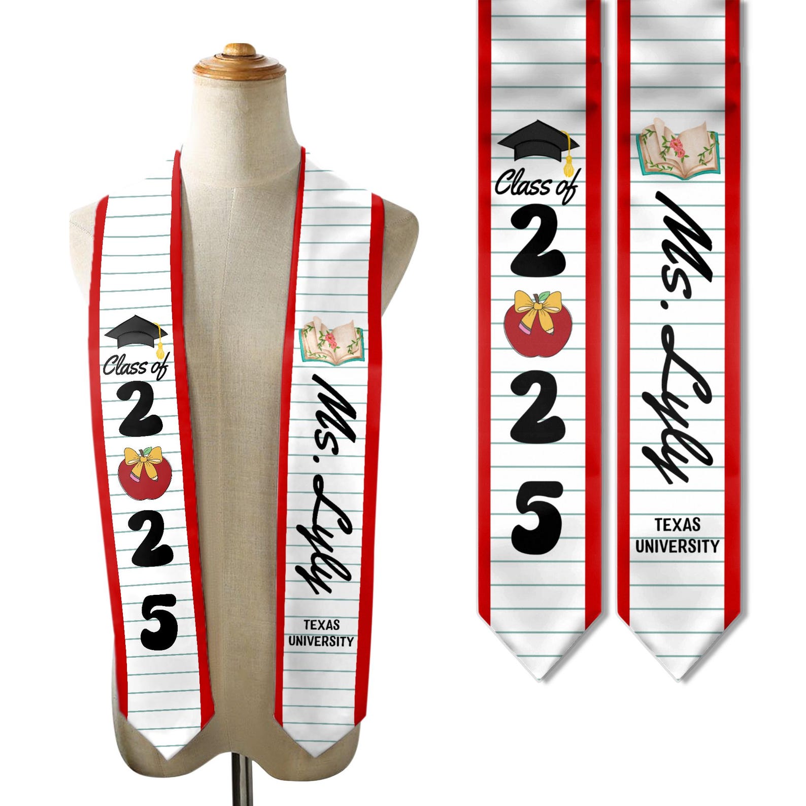 Custom Teacher Graduation Stole, Personalized Teacher Sash, Teacher ...