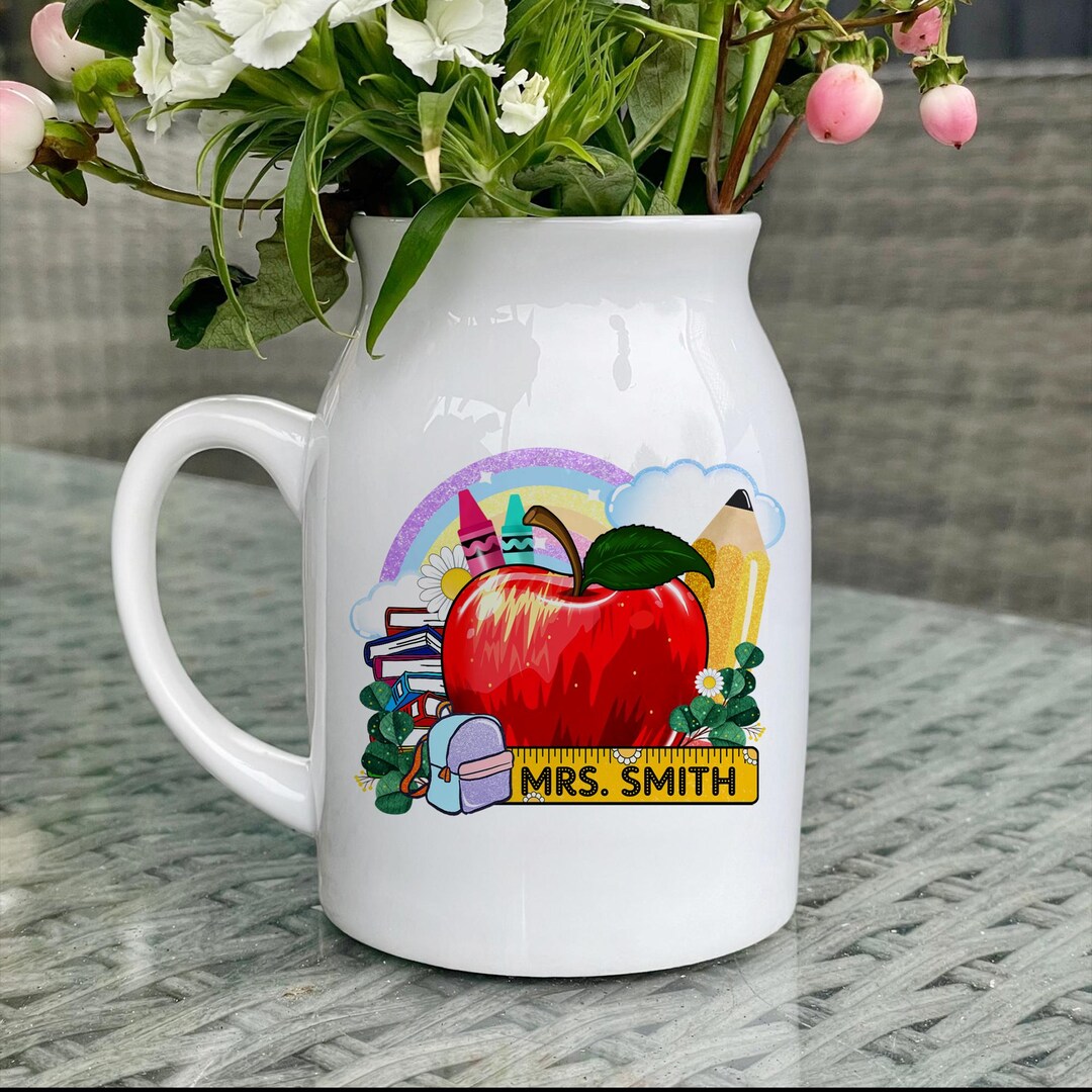 Personalized Appreciation Teacher Flower Vase, Custom Teacher Flower ...