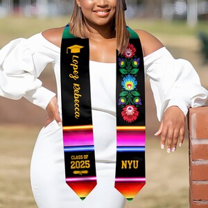 Personalized Mexican Graduation Stole, Custom Latina Graduation Sash ...