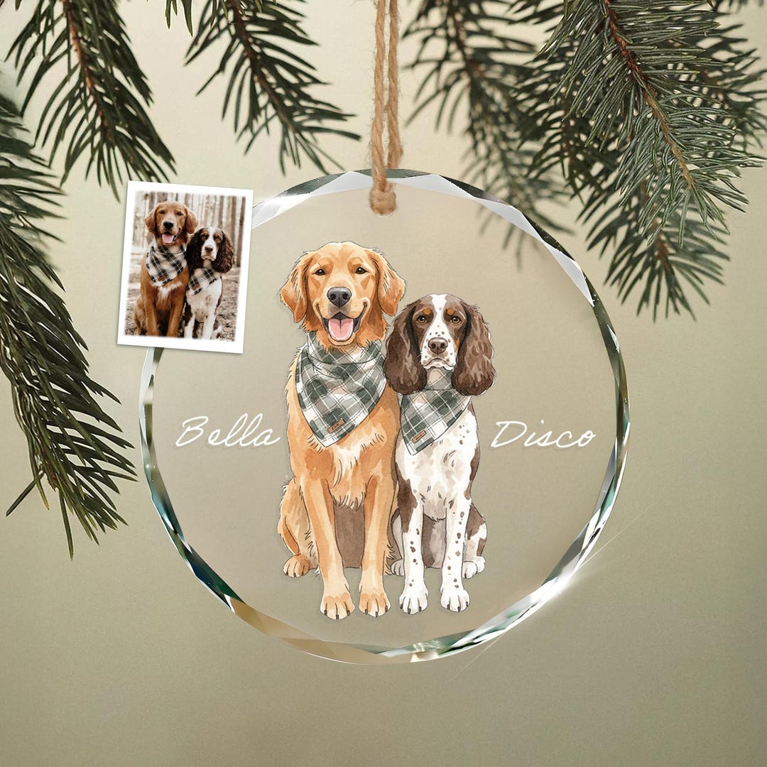 Personalized Pet Watercolor Ornament Using Pet's Photo & Name, Custom ...