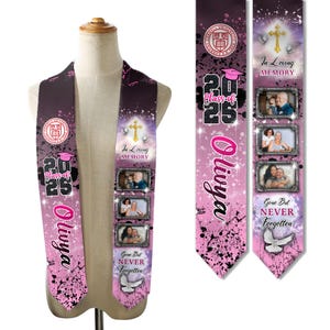 Custom Photo Graduation Stole, Personalized Memorial Sash, in Loving ...