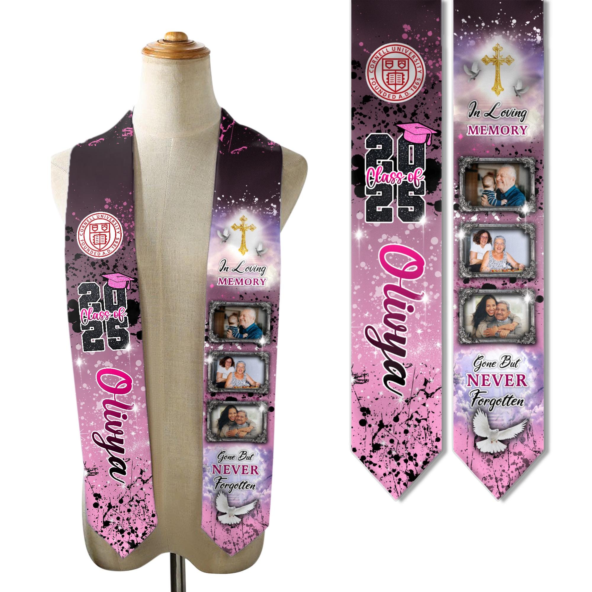 Custom Photo Graduation Stole, Personalized Memorial Sash, in Loving ...