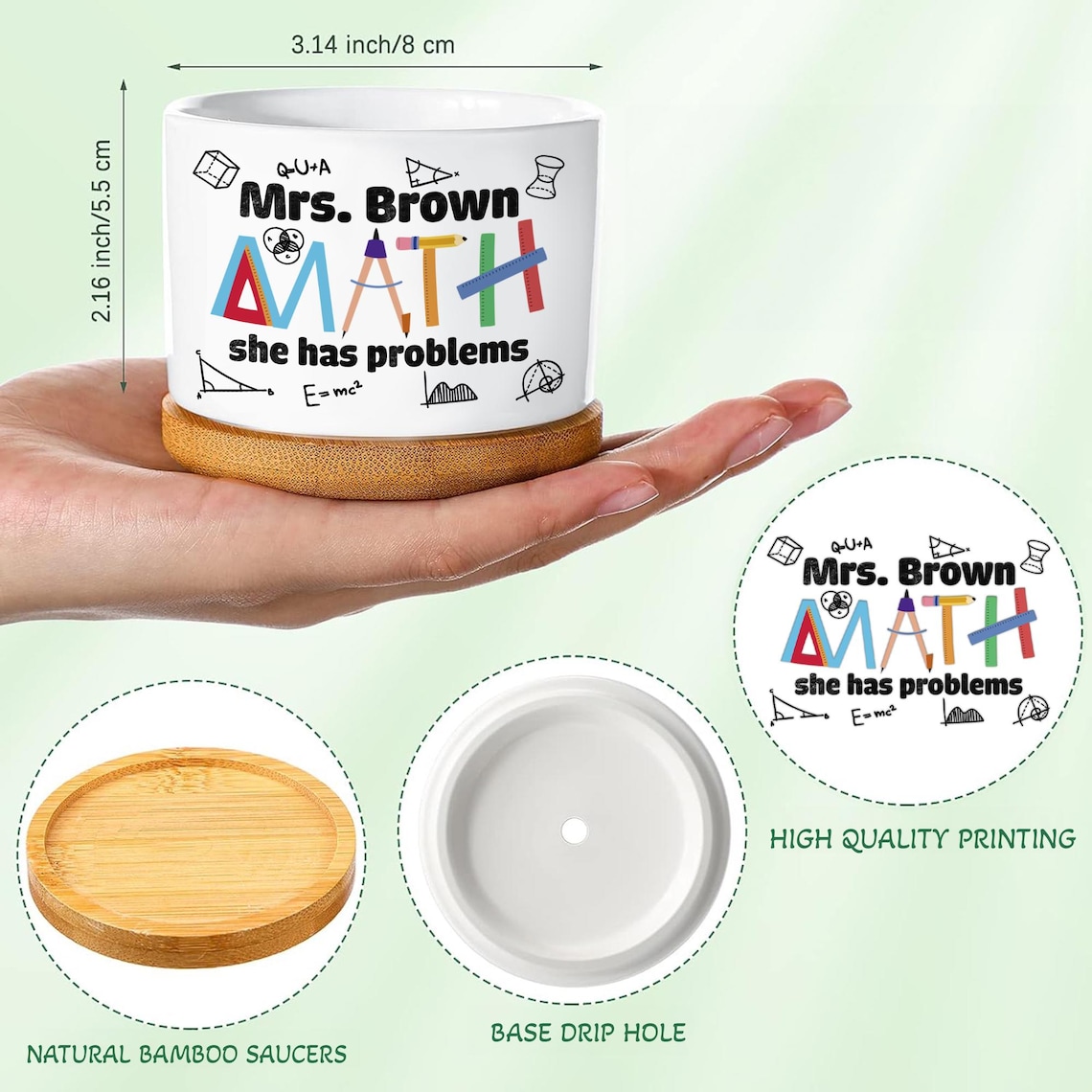 Personalized Math Teacher Plant Pot Gifts From Kids Custom Teacher ...