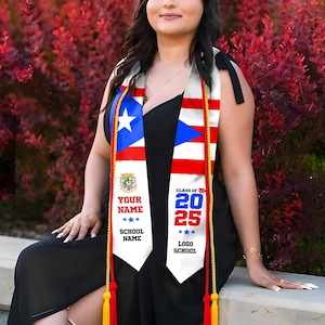 Custom Puerto Rico Graduation Sash, Personalized Latina Graduation ...