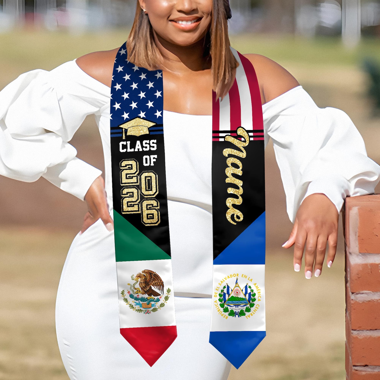 Personalized Mexican Graduation Stole, Custom El Salvador Graduation ...