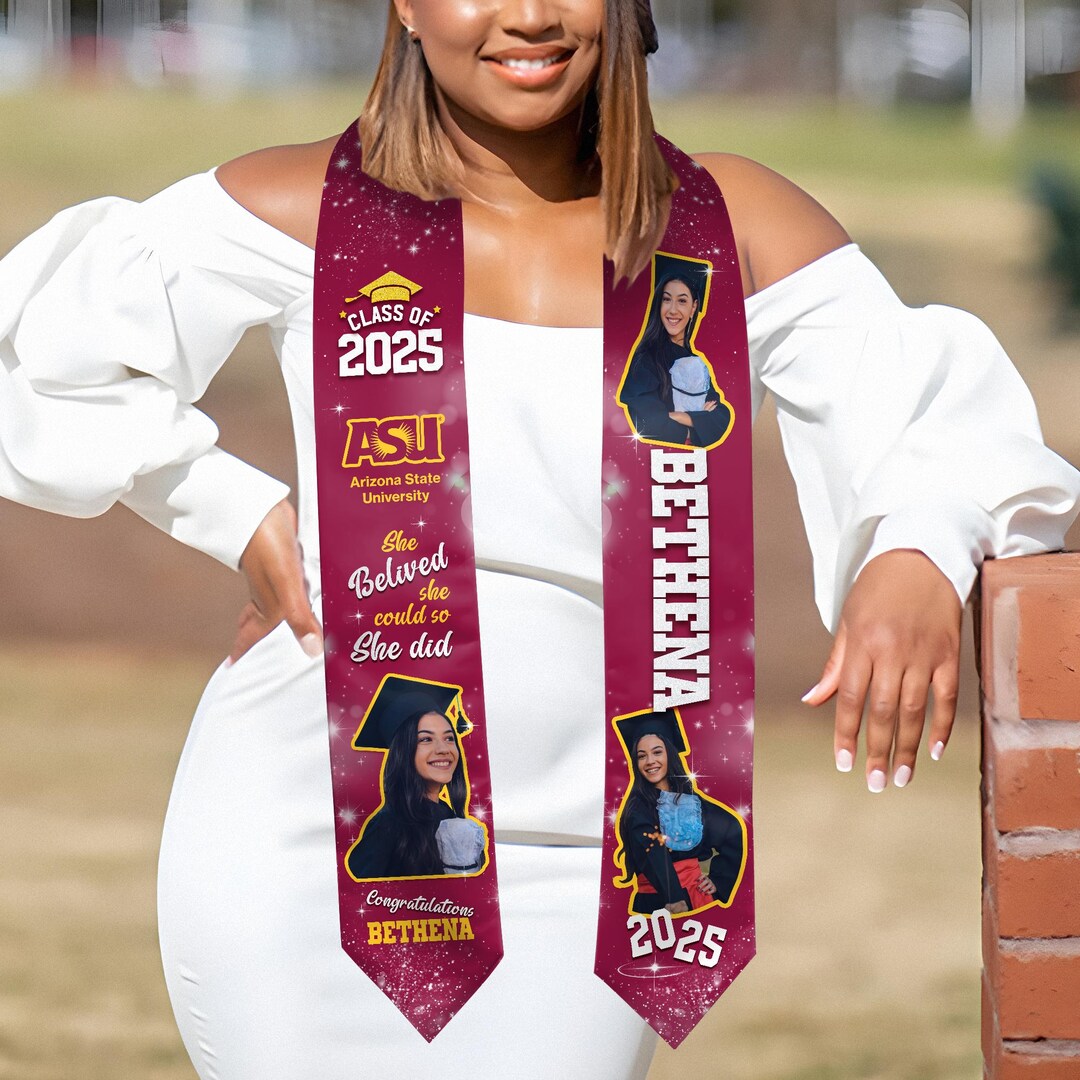 Personalized Photo Graduation Stole, Custom School Colors Stole, Sash ...