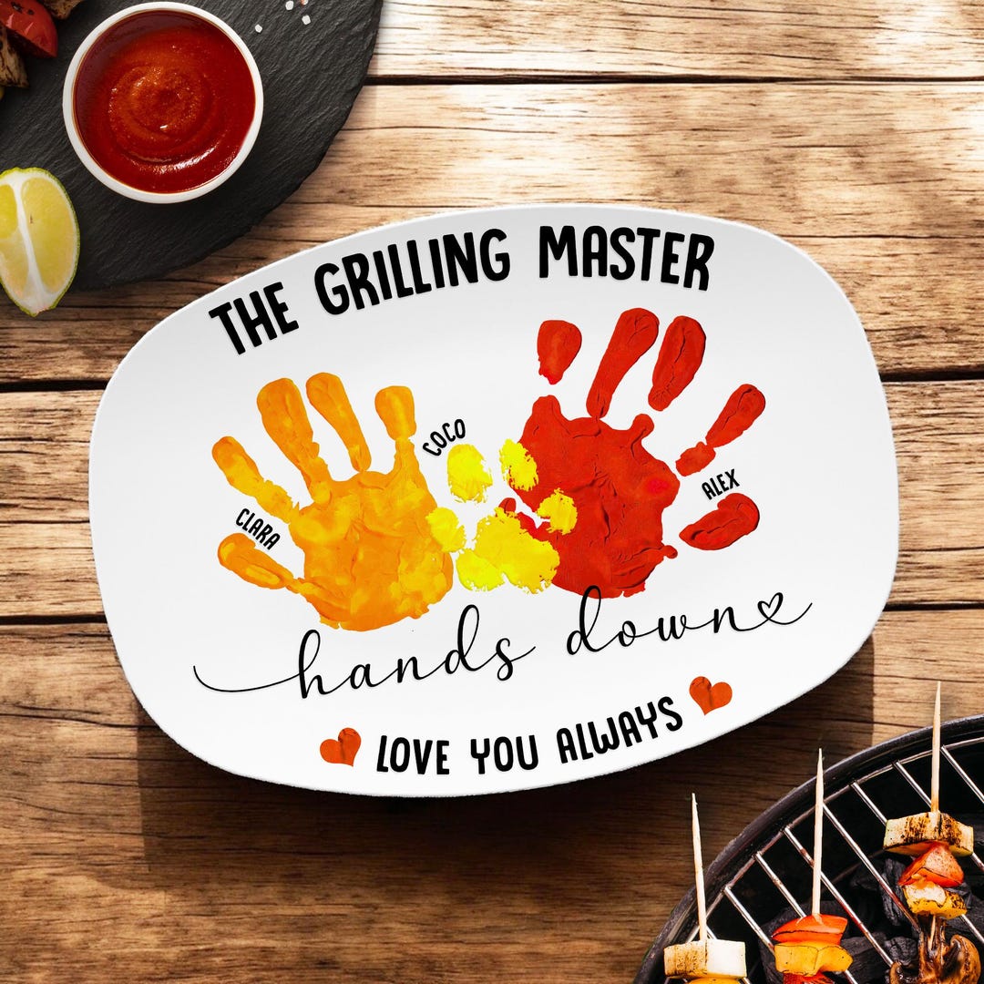 Custom Father’s Day Grilling Platter – Personalized BBQ Plate With Kids ...