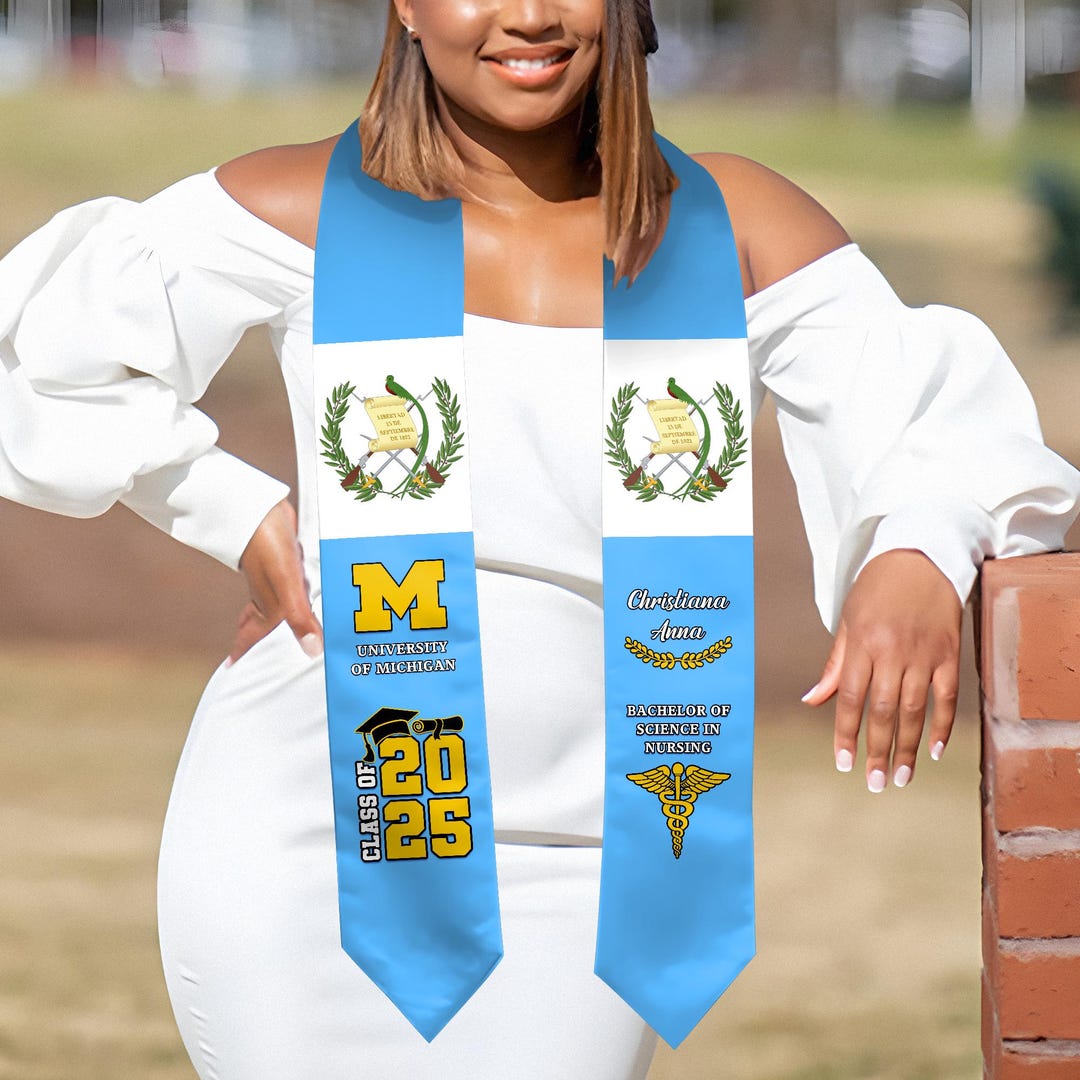 Personalized Guatemalan Graduation Stole, Custom Latina Graduation Sash ...