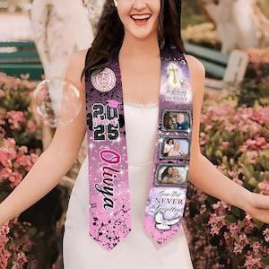 Custom Photo Graduation Stole, Personalized Memorial Sash, in Loving ...