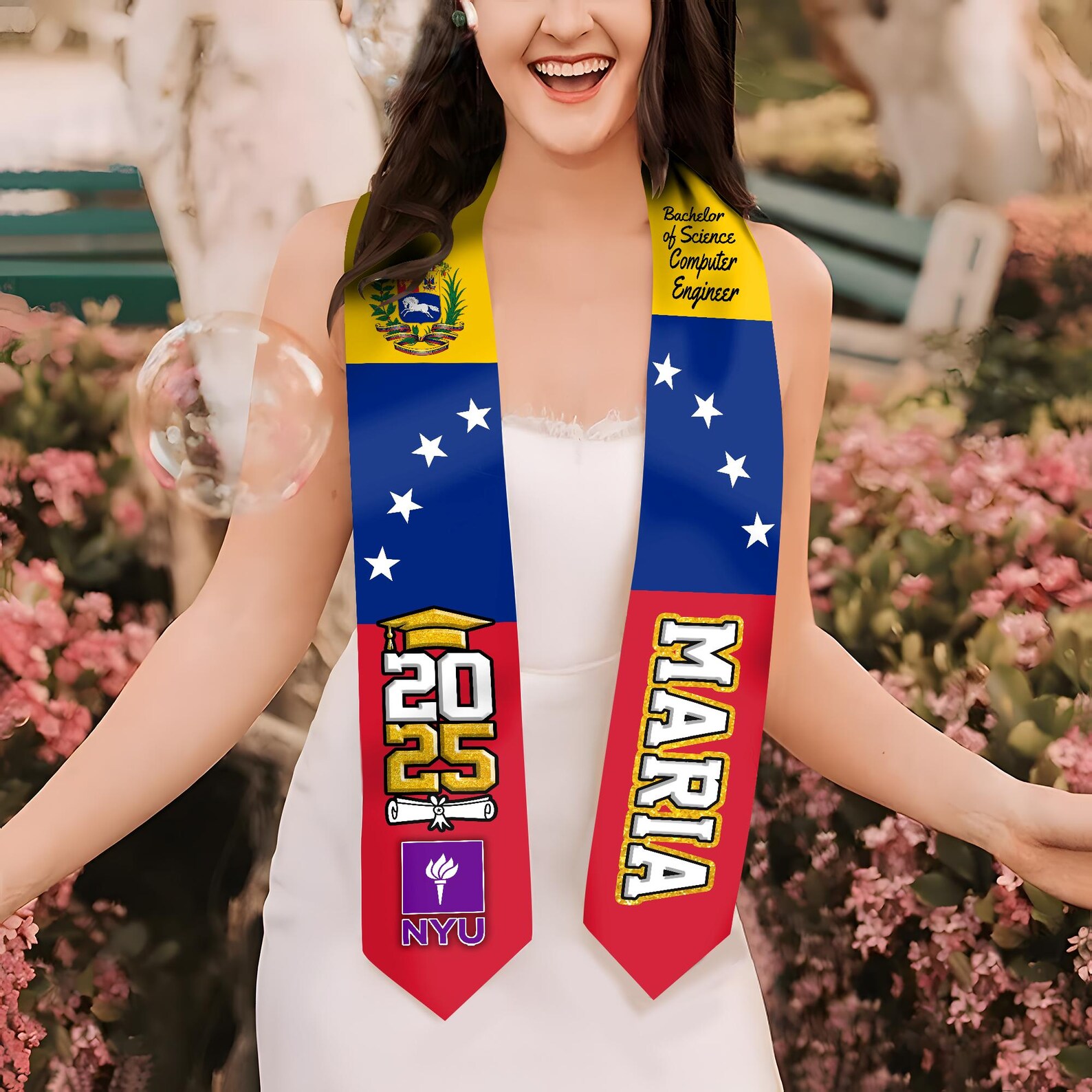 Personalized Venezuela Graduation Stole, Custom Latina Graduation Sash ...