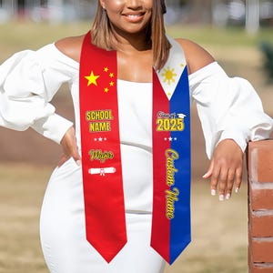 Personalized Philippines Graduation Stole, Custom China Graduation Sash ...