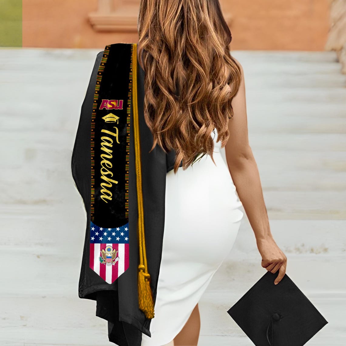 Custom Mixed Two Flags Graduation Stole, Kente Mix Graduation Sash ...