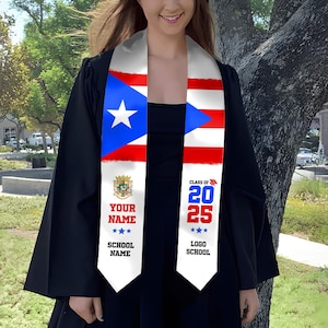 Custom Puerto Rico Graduation Sash, Personalized Latina Graduation ...