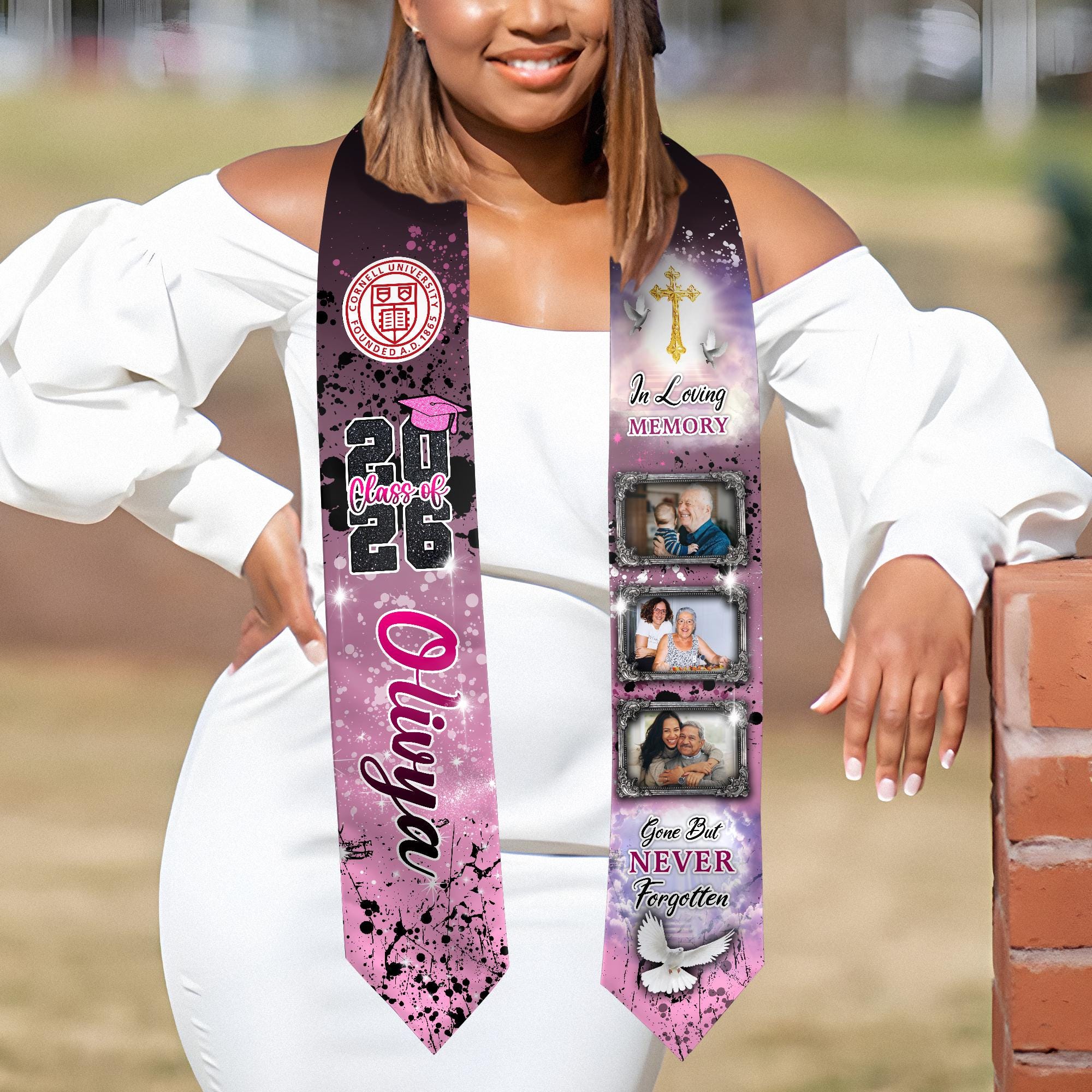 Custom Photo Graduation Stole, Personalized Memorial Sash, in Loving ...
