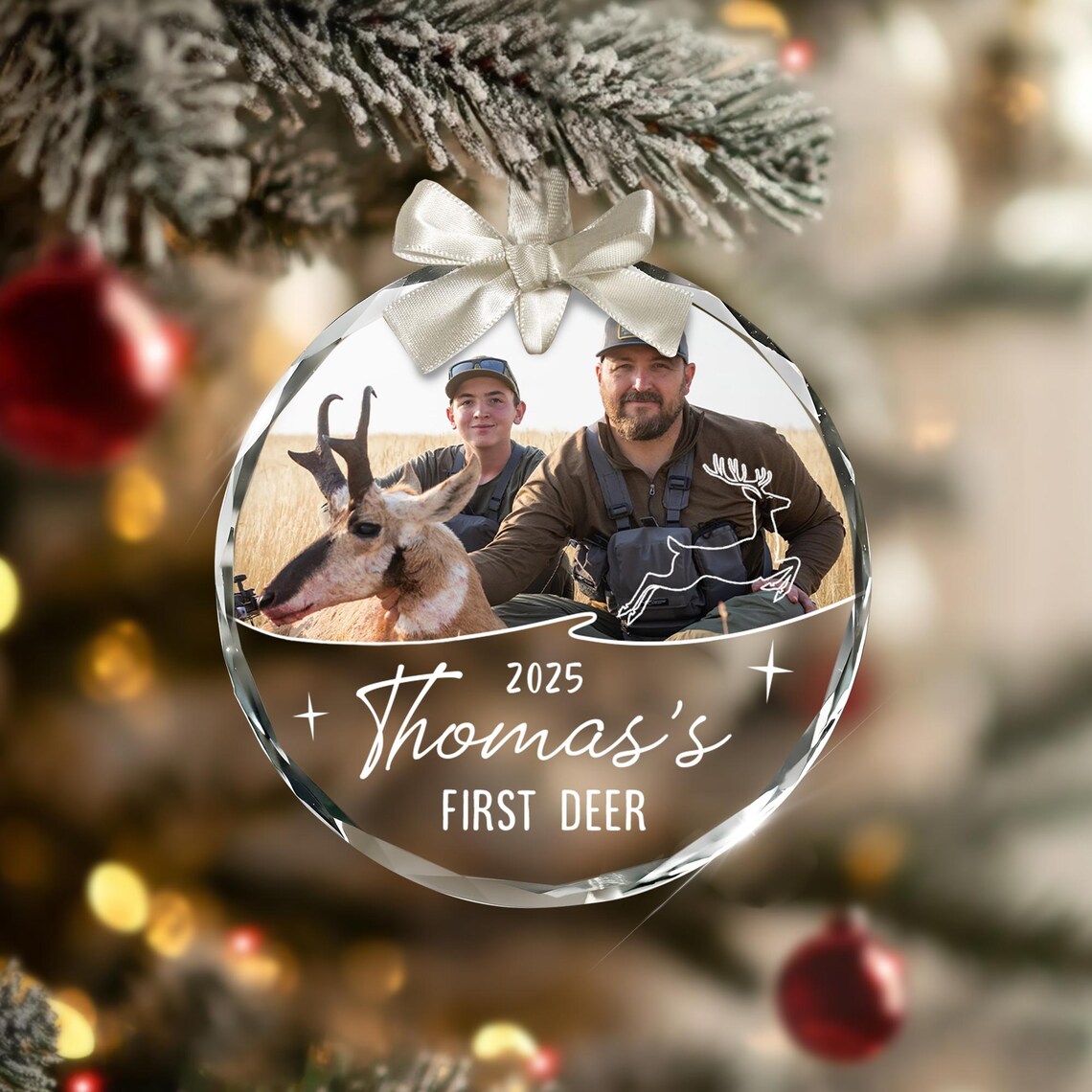 Personalized Photo Hunting Ornament, Custom Deer Hunter Christmas ...