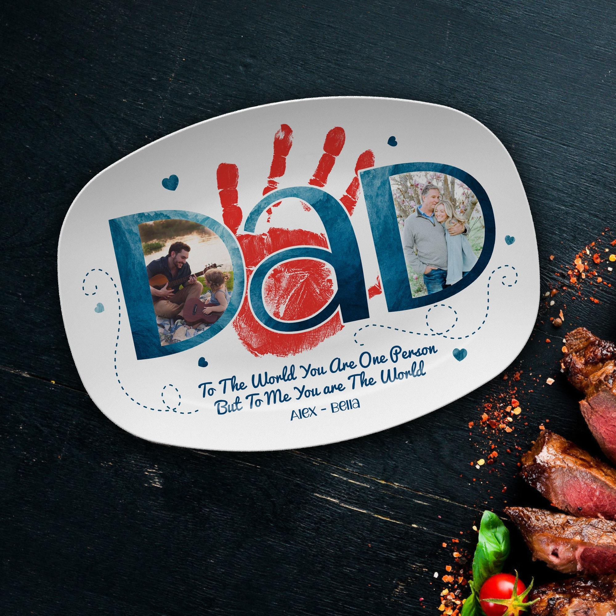 Dad Custom Photo & Handprint Platter, Father's Day Gift, Personalized ...