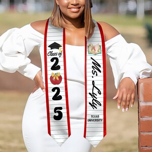 Custom Teacher Graduation Stole, Personalized Teacher Sash, Teacher ...
