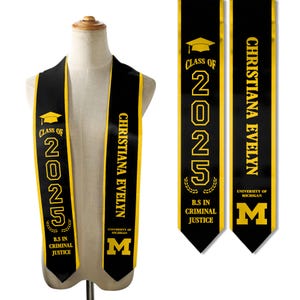 Personalized College Graduation Stole, Custom Grad School Sash, Gift ...