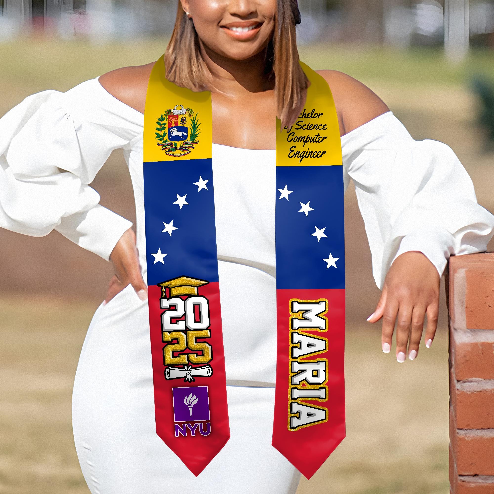 Personalized Venezuela Graduation Stole, Custom Latina Graduation Sash ...