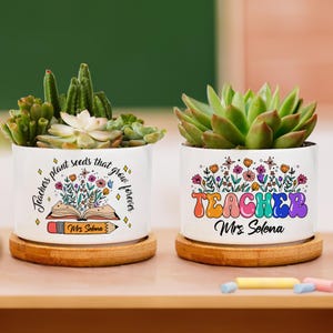 Personalized Teacher Plant Pot, Thank You Gift for Teacher, Back to ...