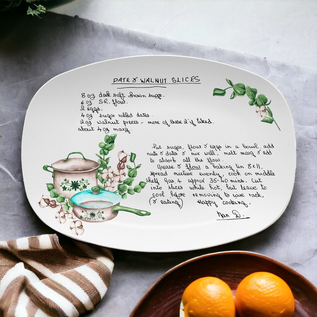 Personalized Handwritten Recipe Gift, Handwriting Recipe Plate, Recipe ...