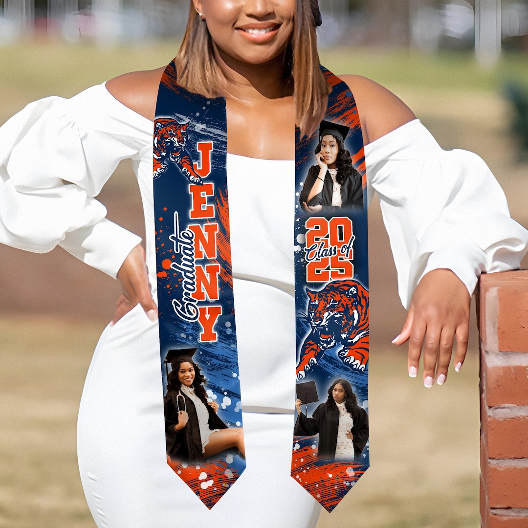 Custom College Graduation Stole, Personalized Photo Graduation Sash ...
