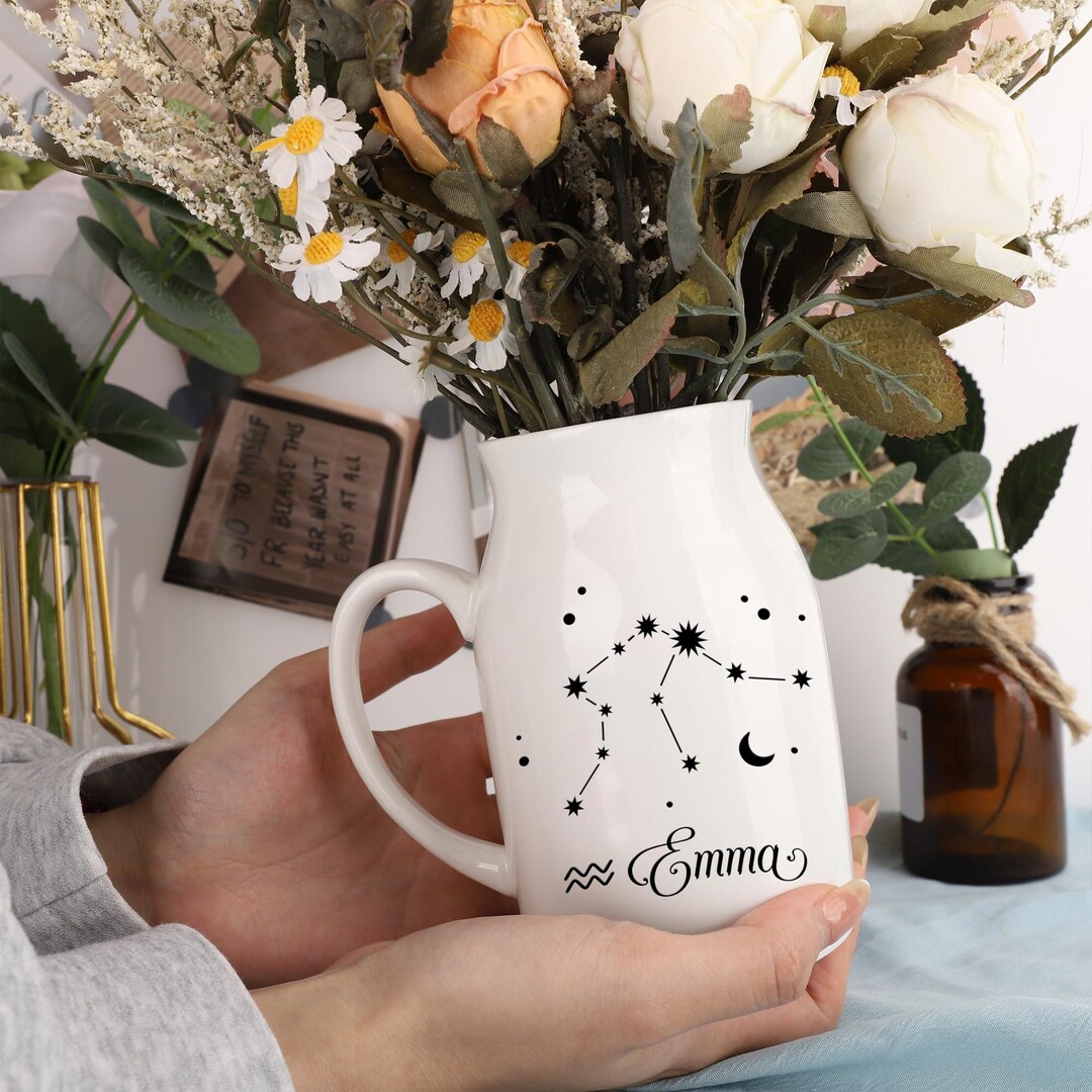Custom Zodiac Constellation Flower Vase, Personalized Astrology Ceramic ...