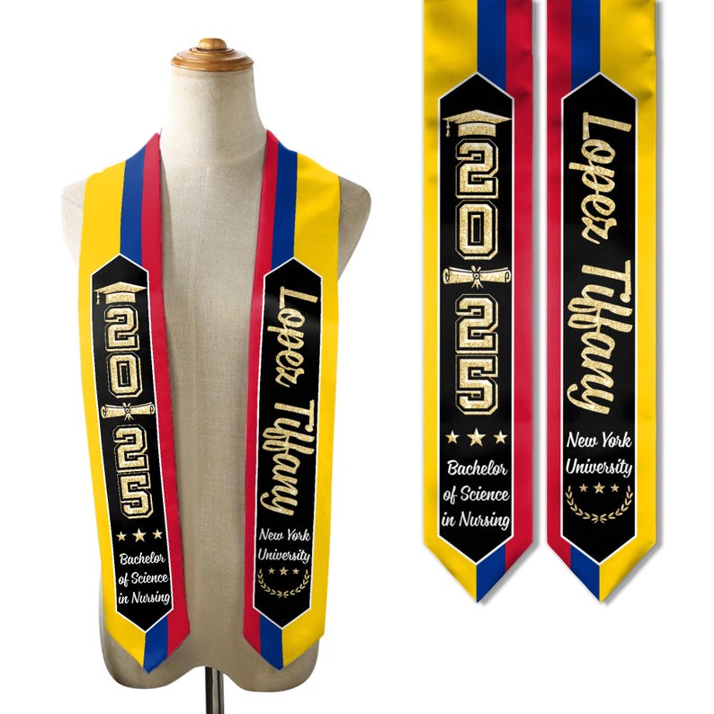 Personalized Colombia Graduation Stole, Custom Hispanic Grad Sash to ...