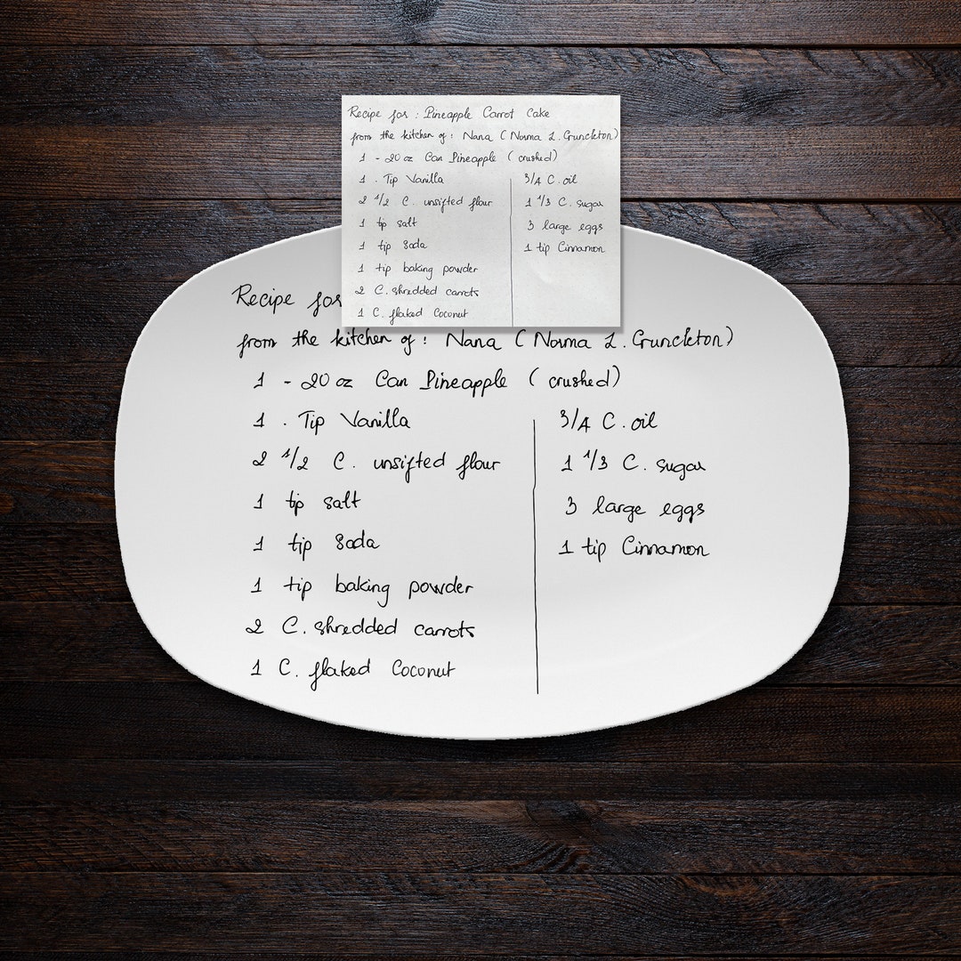 Custom Handwriting Recipe Platter, Handwritten Recipe Gift ...