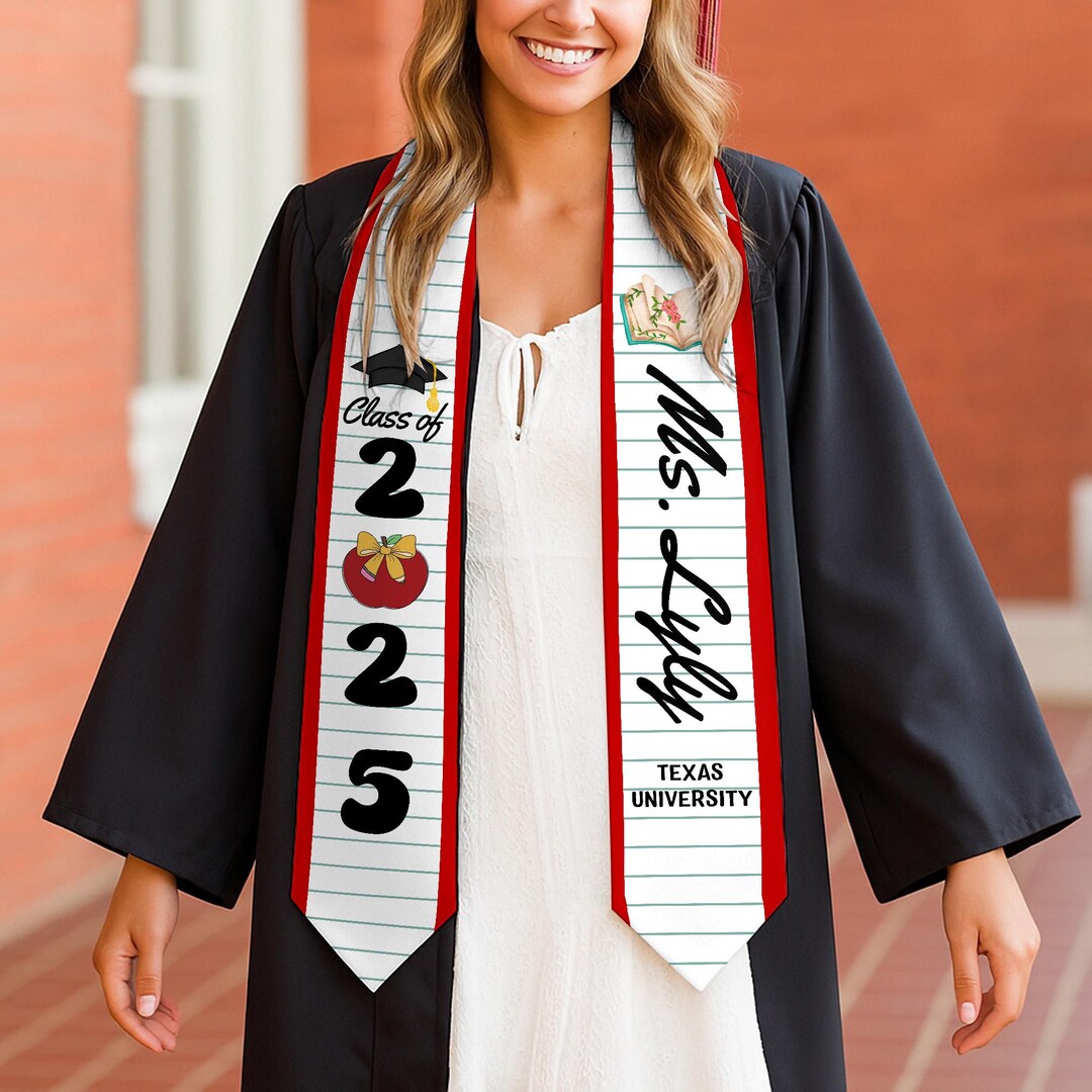 Custom Teacher Graduation Stole, Personalized Teacher Sash, Teacher ...