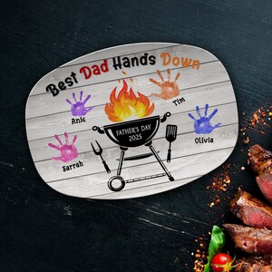 Personalized BBQ Handprint Plate, Custom Barbecue Platter for Dad ...