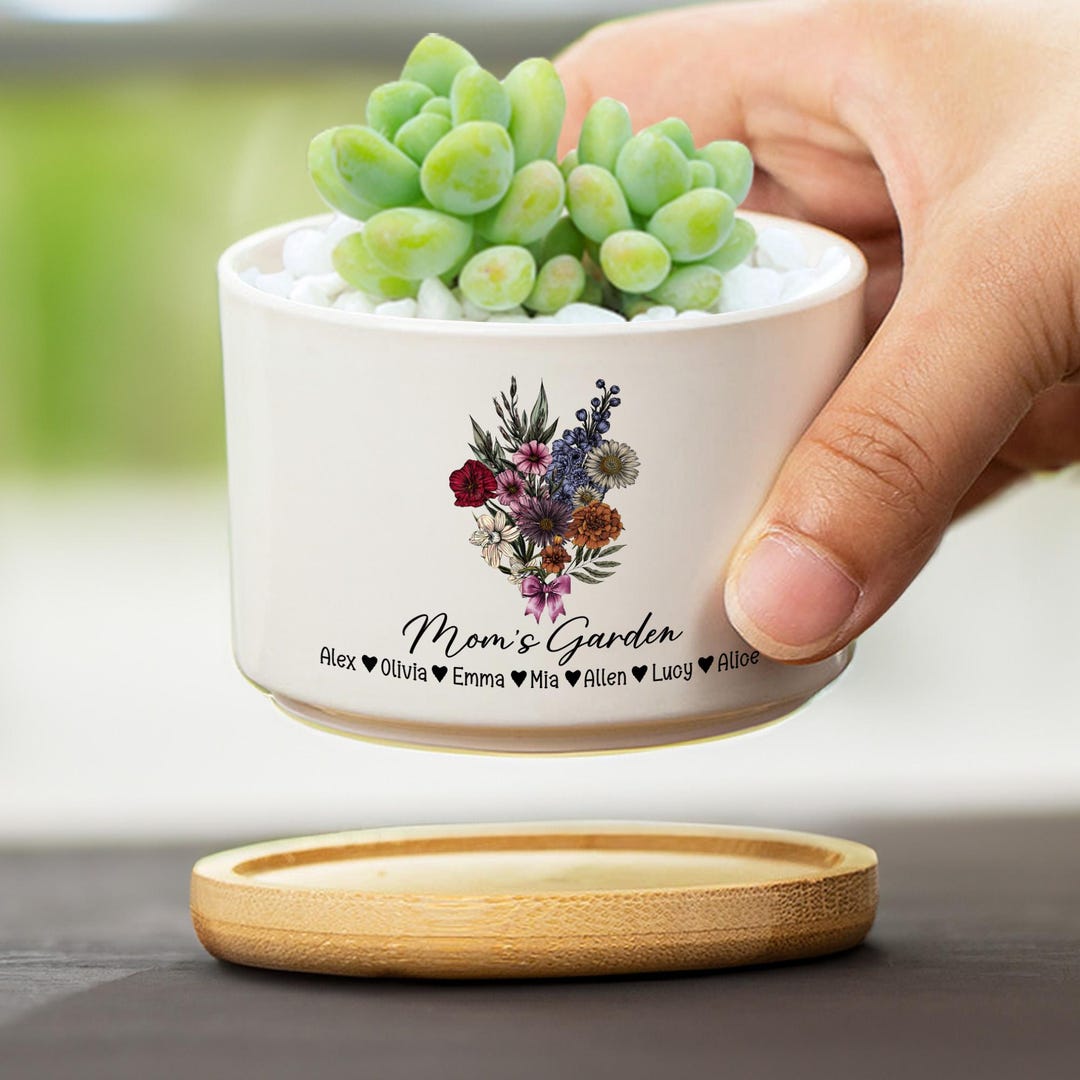 Custom Birth Flower Plant Pot Gift for Mom, Personalized Grandmas ...