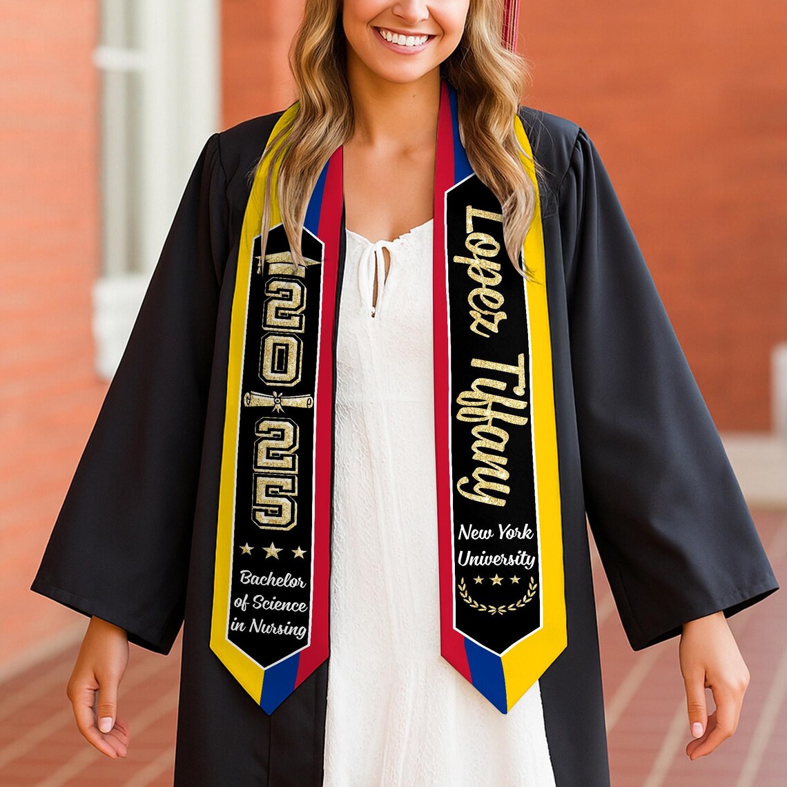 Personalized Colombia Graduation Stole, Custom Hispanic Grad Sash to ...