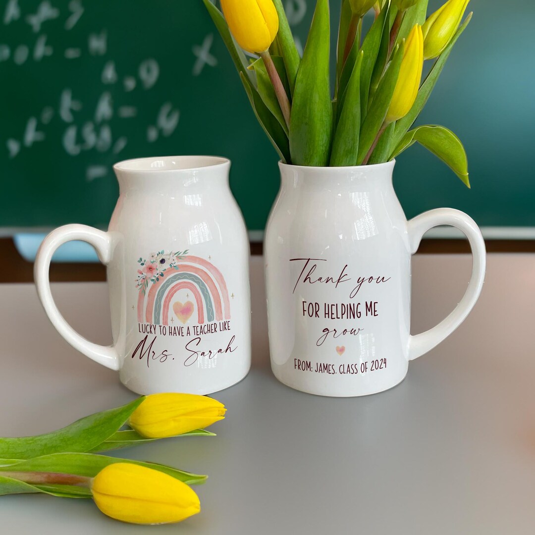 Thank You for Helping Me Grow Flower Vase, Personalized Flower Pot ...