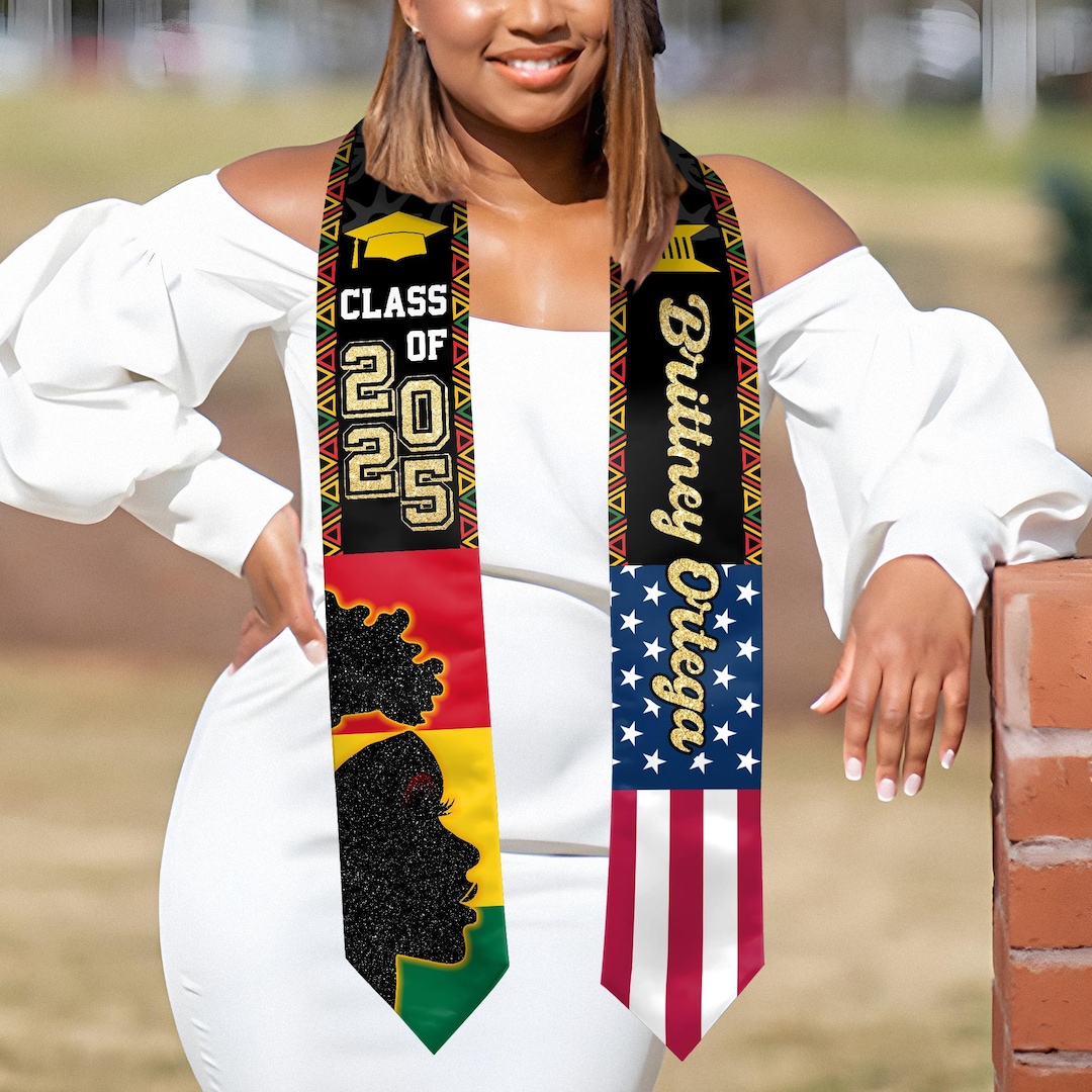 Custom Kente Graduation Stole, Personalized African American Graduation ...