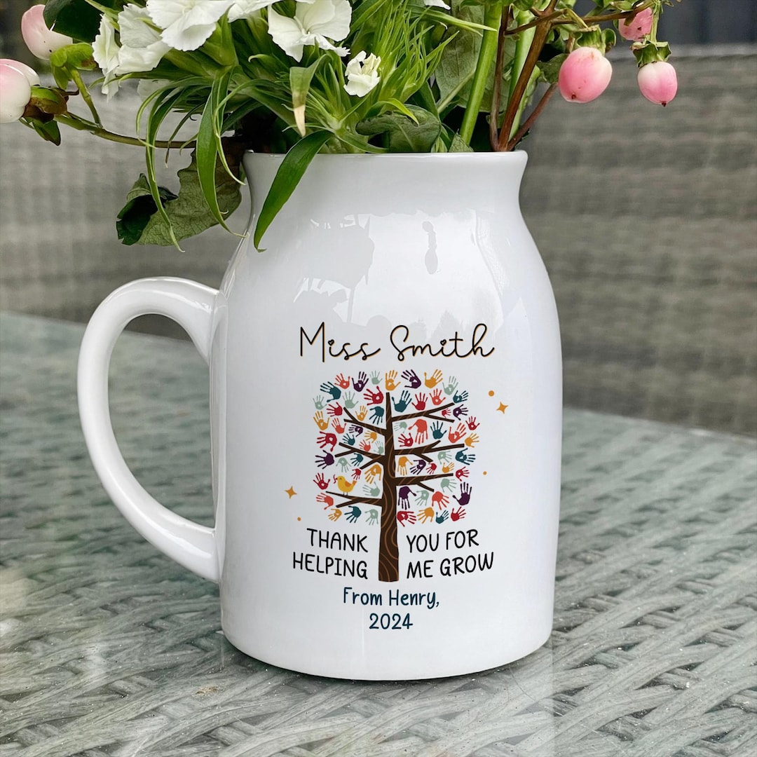 Thank You for Helping Me Grow Flower Vase, Personalized Appreciation ...