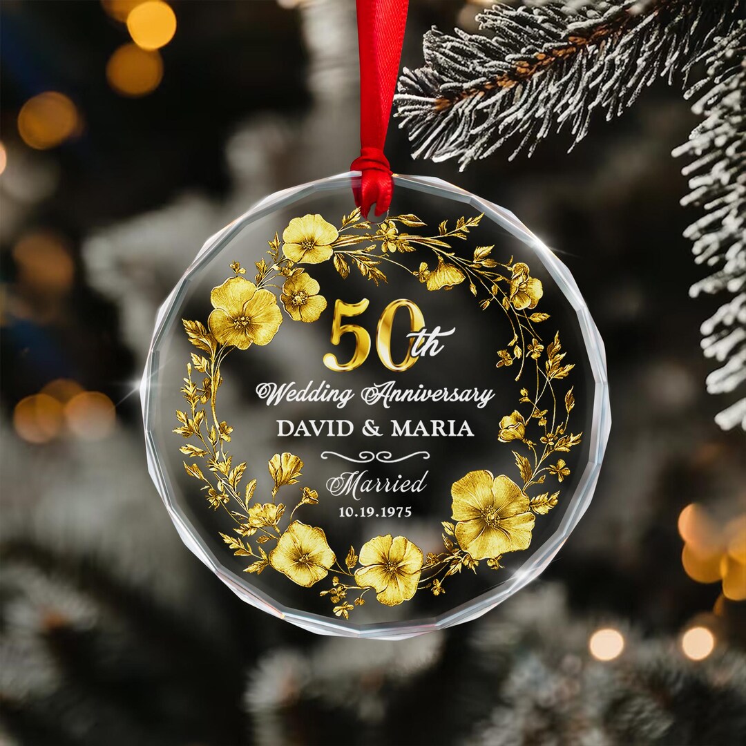 Custom 50th Wedding Anniversary Ornament, Golden Anniversary Gift for Grandparents, Wedding ...