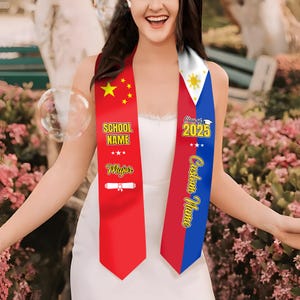 Personalized Philippines Graduation Stole, Custom China Graduation Sash ...