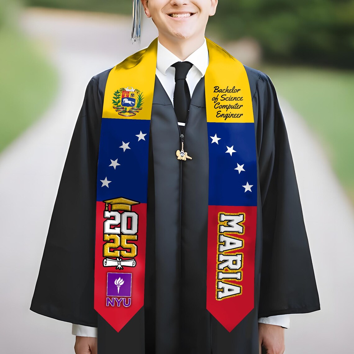 Personalized Venezuela Graduation Stole, Custom Latina Graduation Sash ...