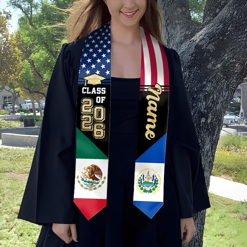 Personalized Mexican Graduation Stole, Custom El Salvador Graduation ...