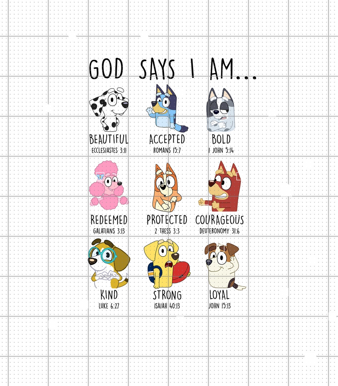 Bluey and Friends PNG File, God Says I Am Bluey PNG Digital File - Etsy