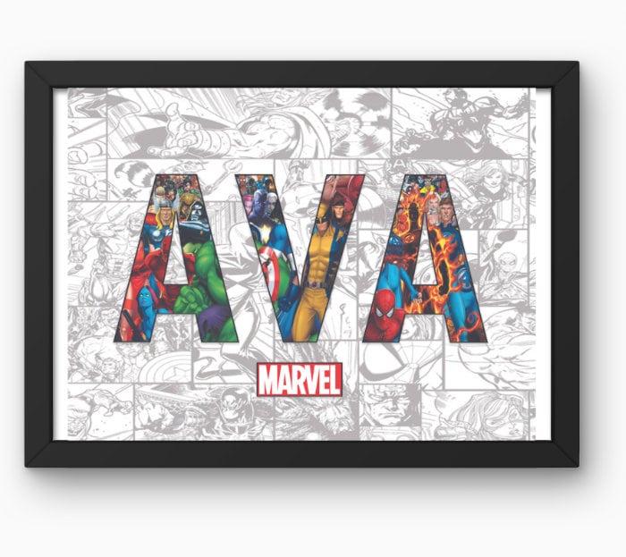 Customized Marvel Name Collage Marvel Word Art Picture Name Poster ...