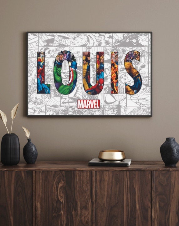 Customized Marvel Name Collage Marvel Word Art Picture Name Poster ...