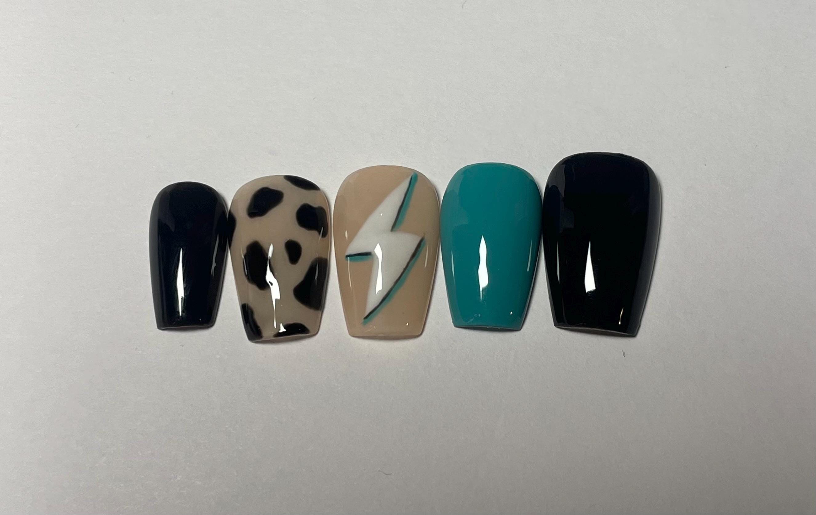 Western Style Press on Nails With Lightening Strike | Gel Polish ...