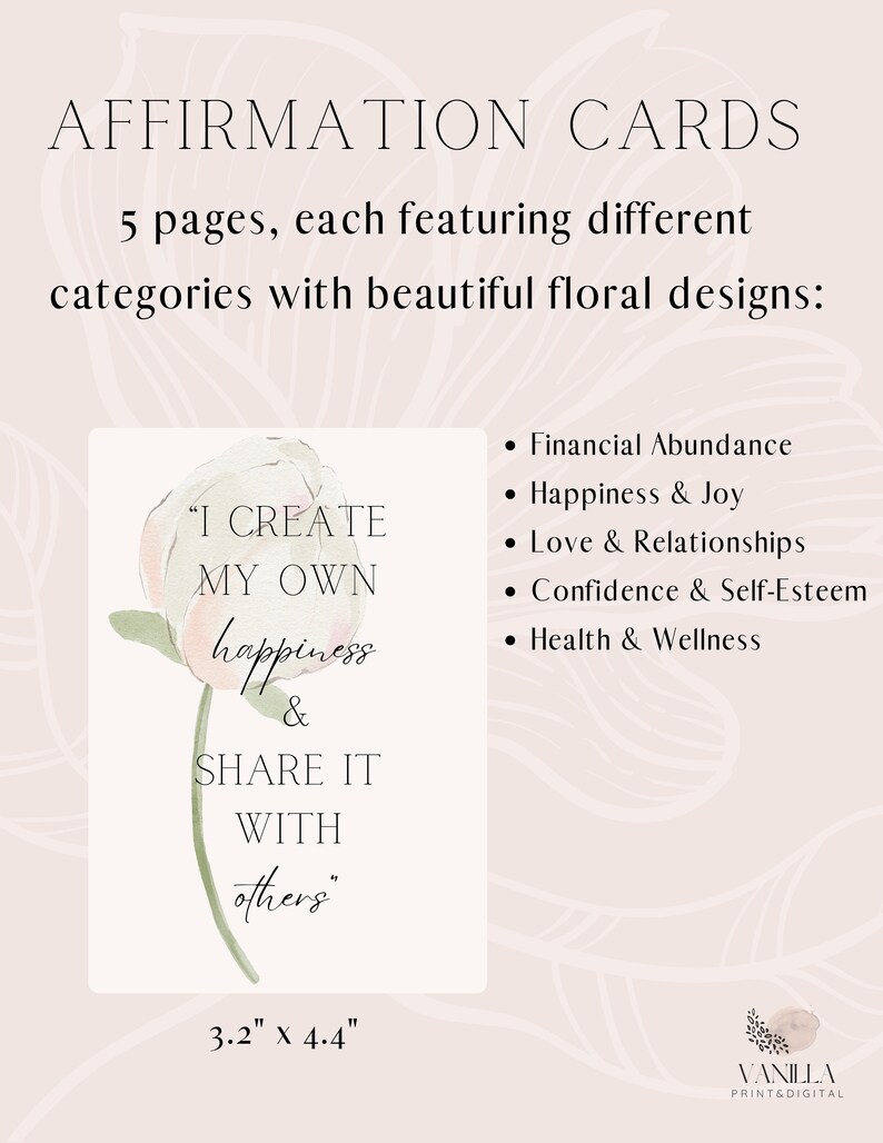 Affirmation Printable Cards Self-love for Women Digital Mental Health ...